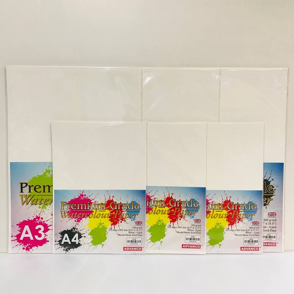 ADV PREMIUM GRADE WATERCOLOUR PAPER (A3 | A4) (150GSM | 190GSM |300GSM ...