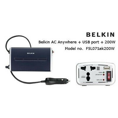 BELKIN AC Anywhere Power Inverter with USB Charging 200w (F5L071AK200W ...