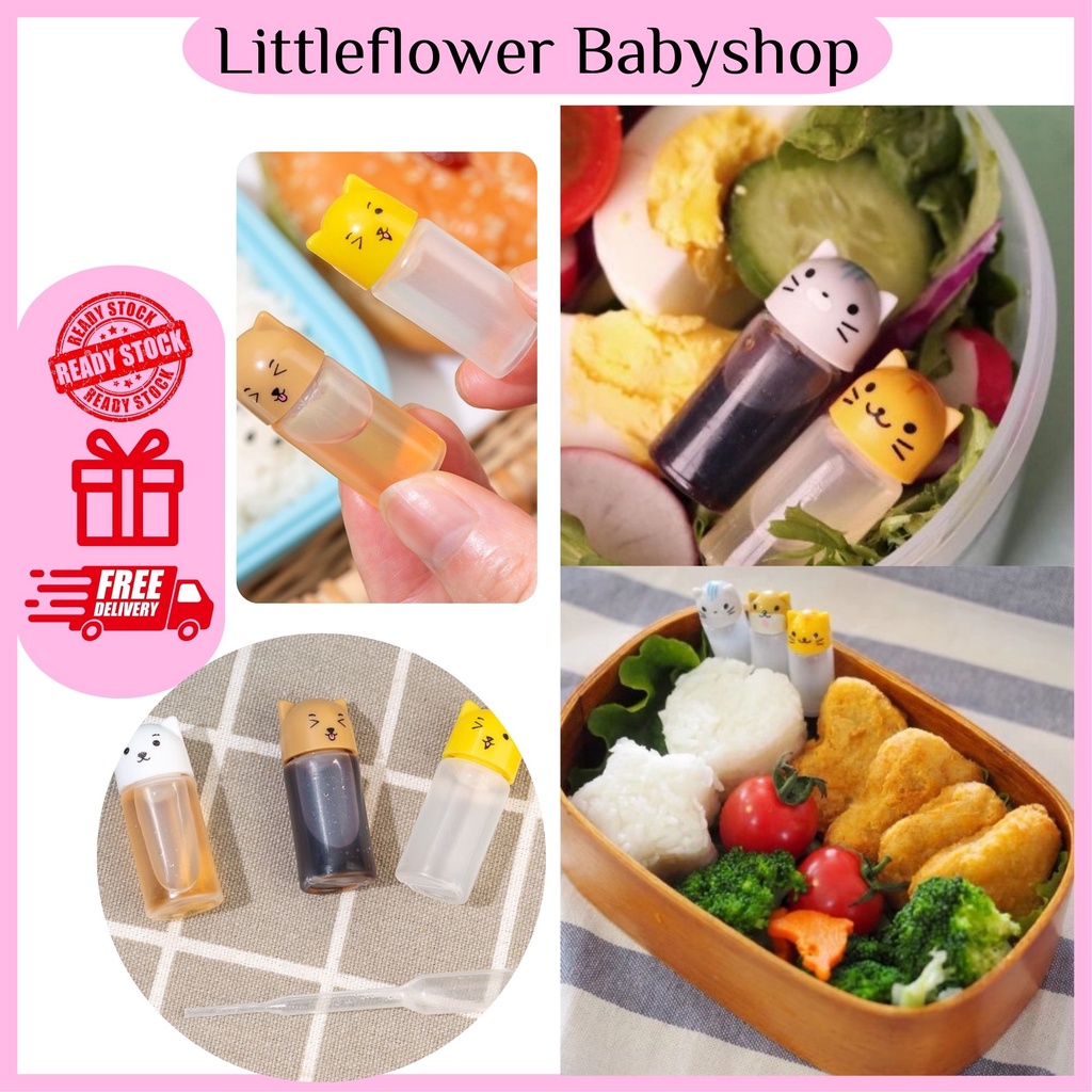 3pcs Mini Bottle + 1 Dropper Portable Cute Animals Mini Sauce Bottle ...