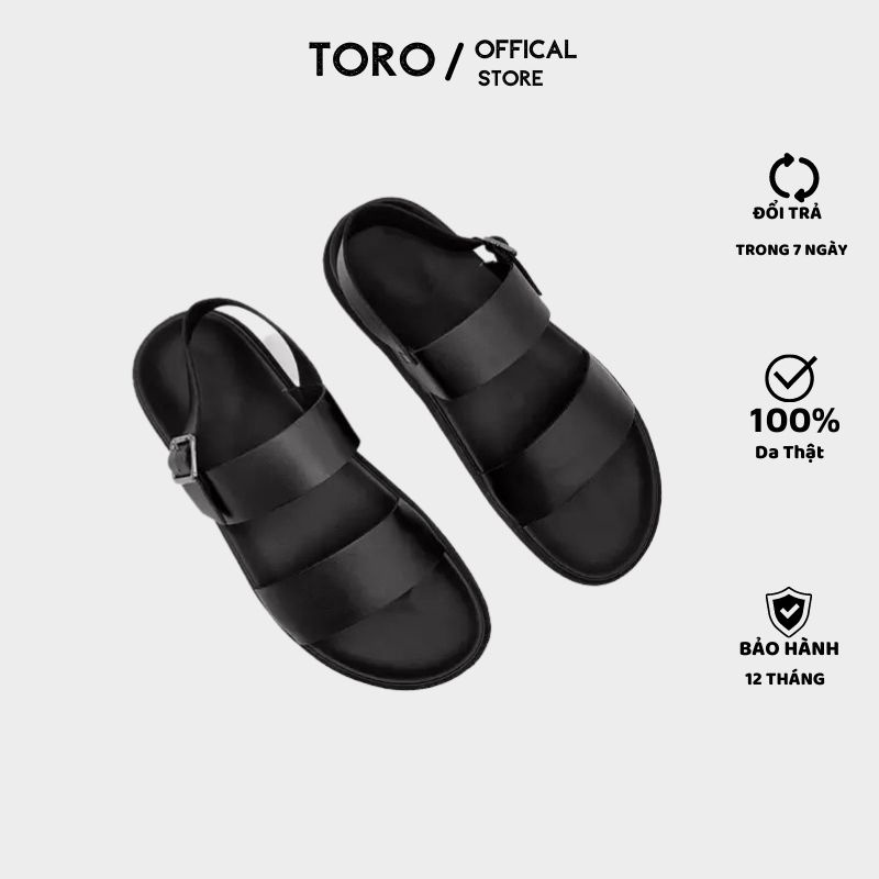 Men's high-quality cowhide sandals with cross straps and black rubber ...