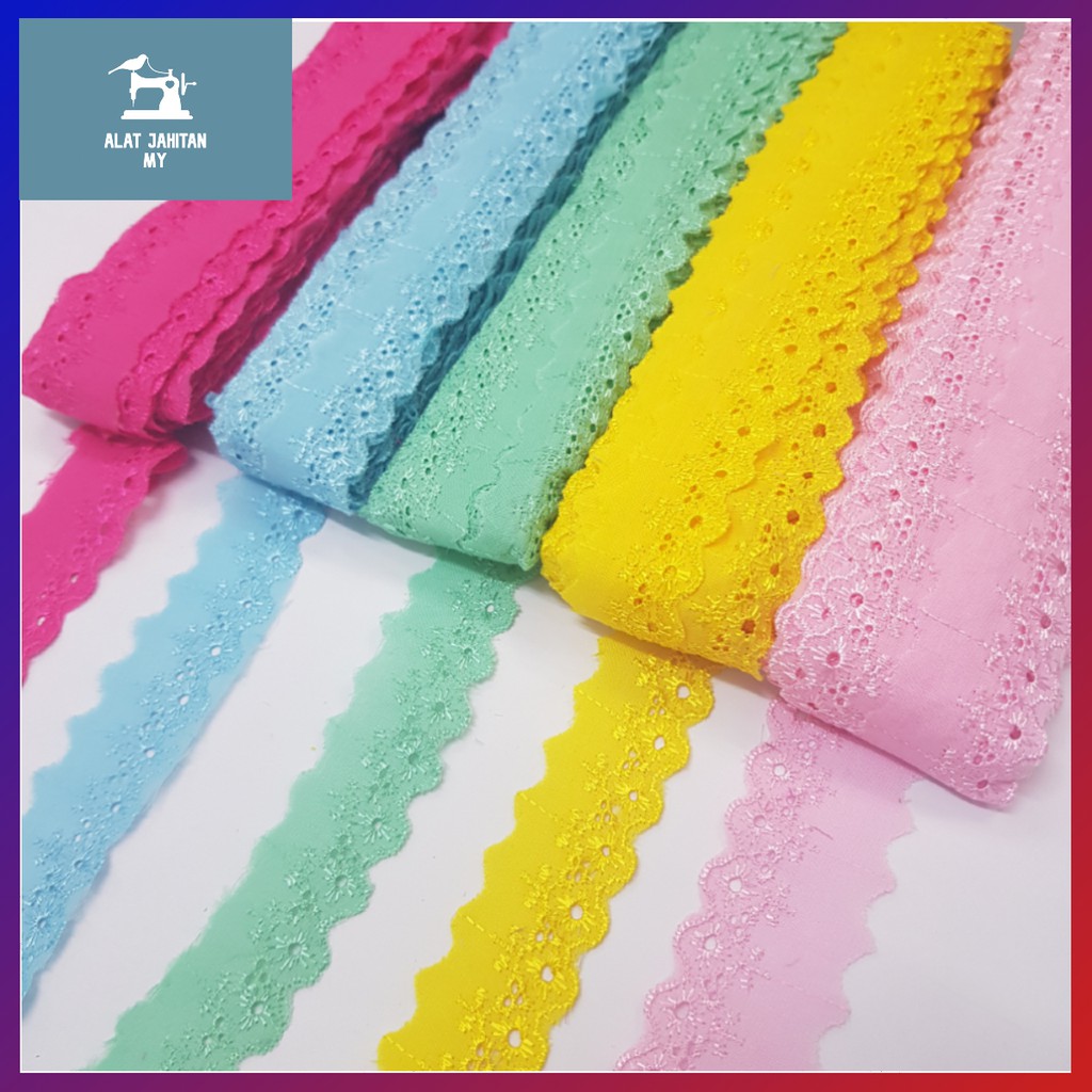 1inch Cotton Lace / Cloth Lace (by meter) | Lace Sulam / Renda Sulam ...
