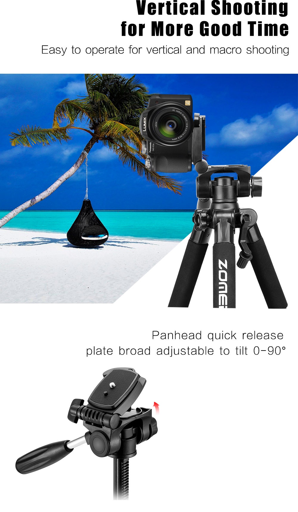 ZOMEI Q111 ZOMEI 1200 Tripod Only Portable Camera Travel Tripod for ...