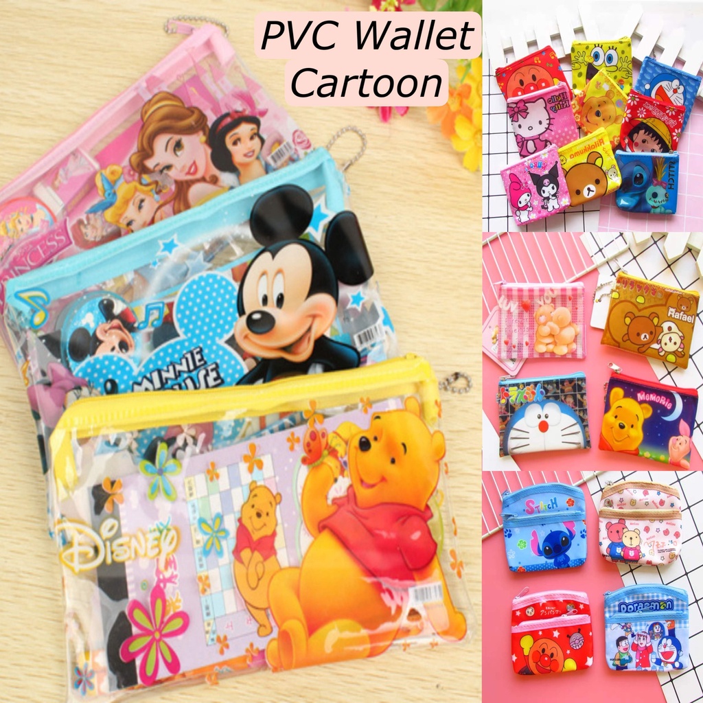 Cartoon Kids Wallet Dompet Kanak Kid Cartoons small wallet PVC Kids Wallet Children Cartoon ...