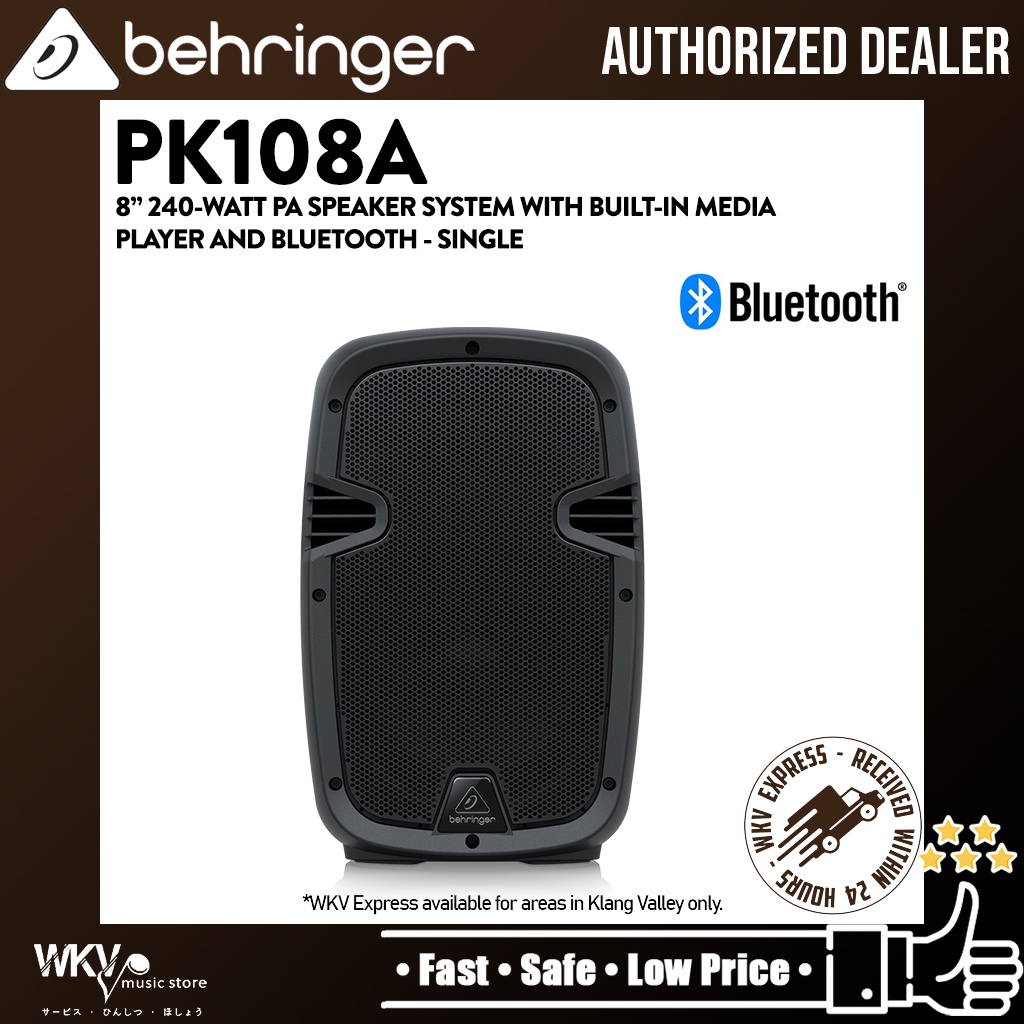 Behringer PK108A Active 250W 8" PA Speaker System with Bluetooth ...