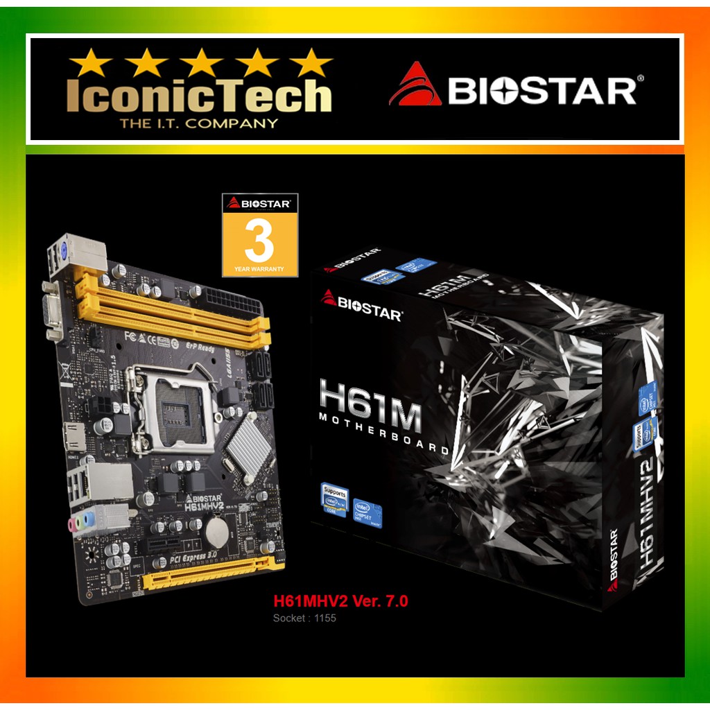 BIOSTAR H61MHV2 INTEL H61 SOCKET 1155 M-ATX Motherboard | Shopee Malaysia