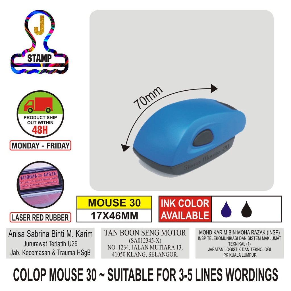 COLOP Cop Nama Stamp Mouse Stamp Chop Custom Stamp Chop Cop Nama Cop Jururawat | Shopee Malaysia