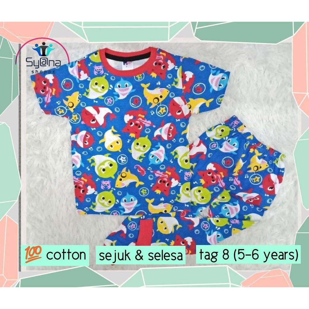 Pyjamas 100% Cotton Comfy Kids Baby Shart Full Cartoon Printed Kain ...