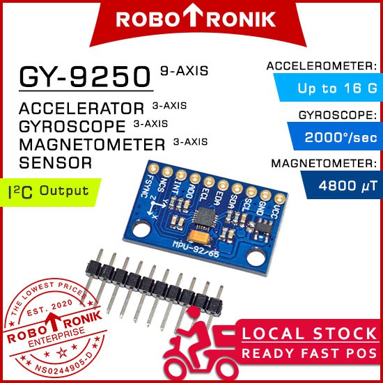 GY-9250 (MPU-6500 + AK8963) 9-Axis Attitude Gyro Accelerator ...