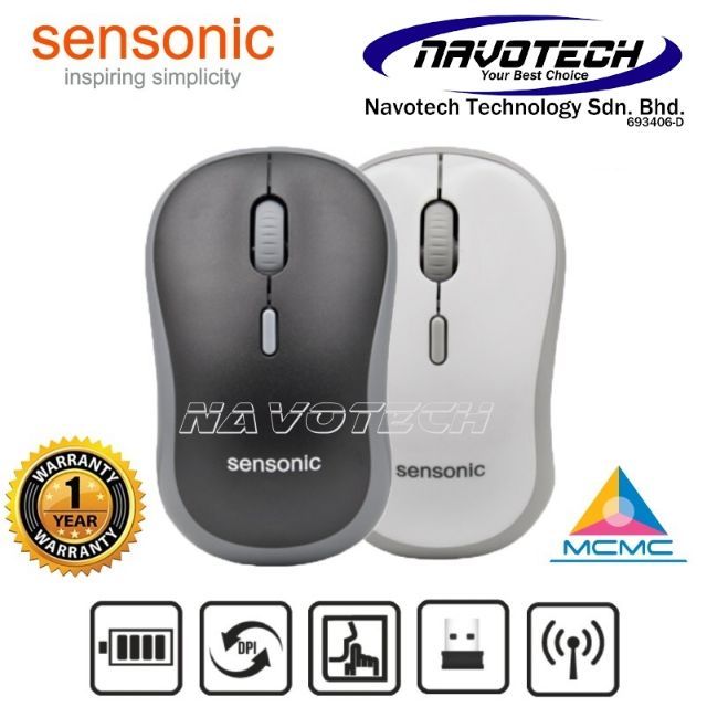 Sensonic MX450 Silent Click Wireless Mouse - Black/White | Shopee Malaysia