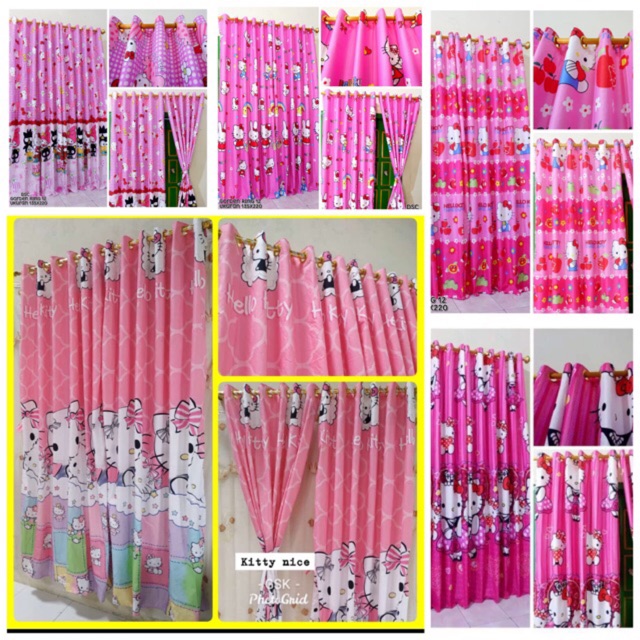 Hello KITTY PINK Door And Window Curtains | Shopee Malaysia