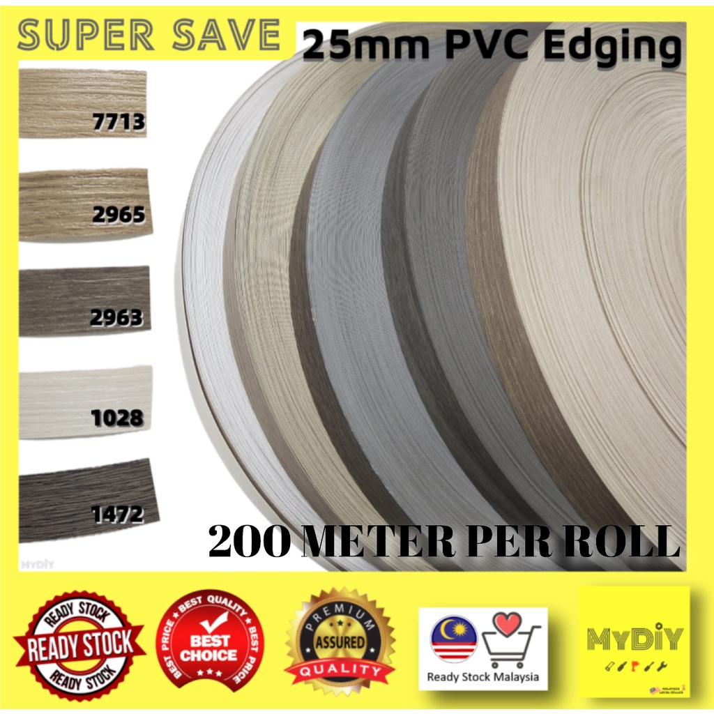 【MDS】25MM WOODGRAIN PVC EDGING SISI PAPAN PVC WARNA PAPAN KAYU ...