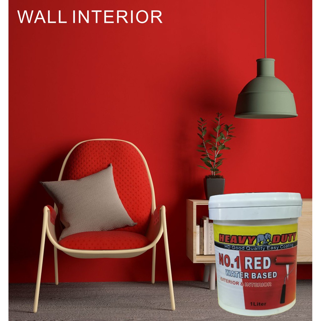 1L NO.1 RED PAINT WEATHER PAINT HEAVY DUTY EXTERIOR WALL WATER BASED ...