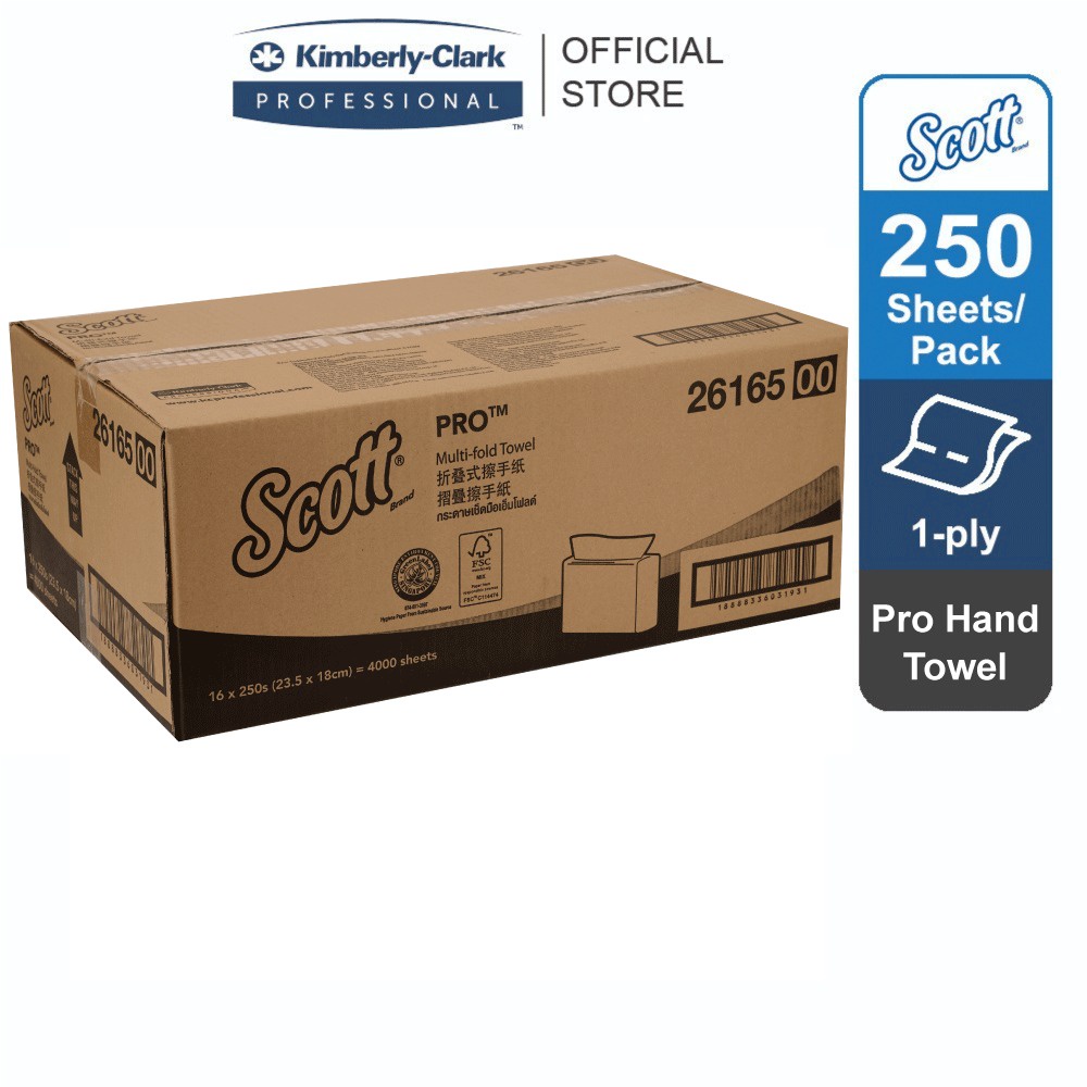 Scott® Pro Lite Multifold Paper Towels (26165), White 1-Ply, 16 Packs ...