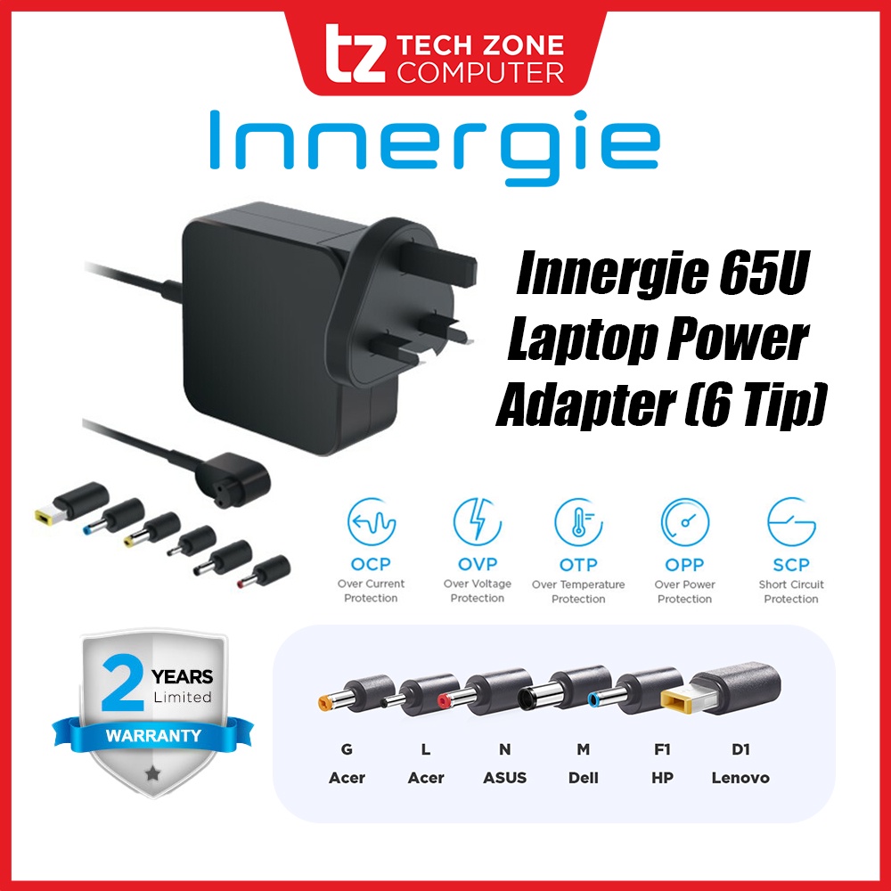Innergie 65U [6 Tips] Laptop Power Universal Adapter 65W ADP-65DW DZC ...