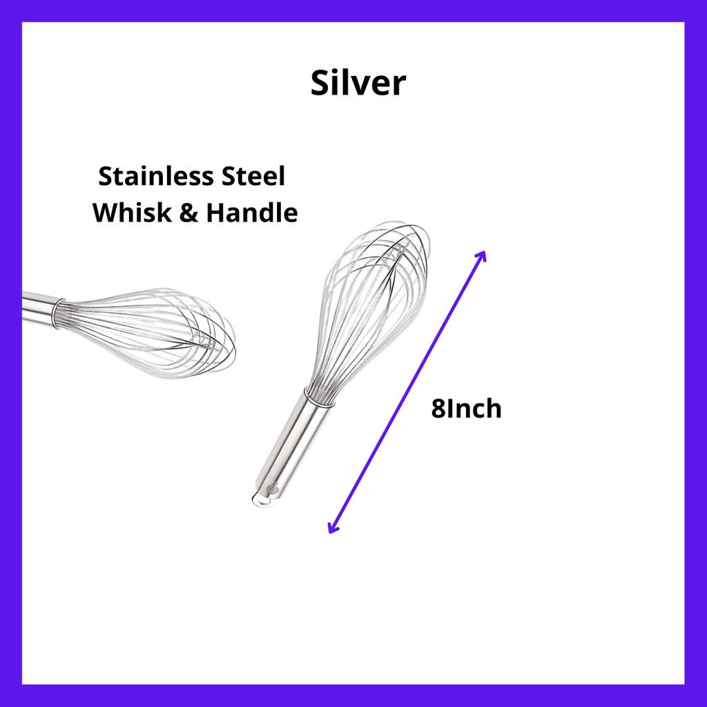 Stainless Steel Egg Easy Whisk Mixer Hand Whisk Silicone Pemukul Telur ...