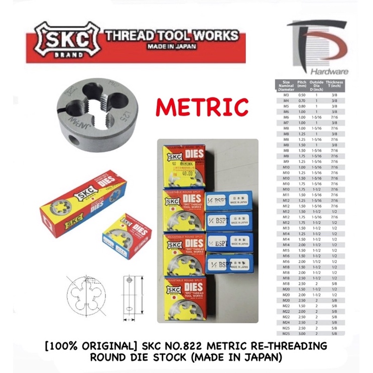 [100% ORIGINAL] SKC NO.822 METRIC RE-THREADING ROUND DIE STOCK (MADE IN JAPAN) | Shopee Malaysia