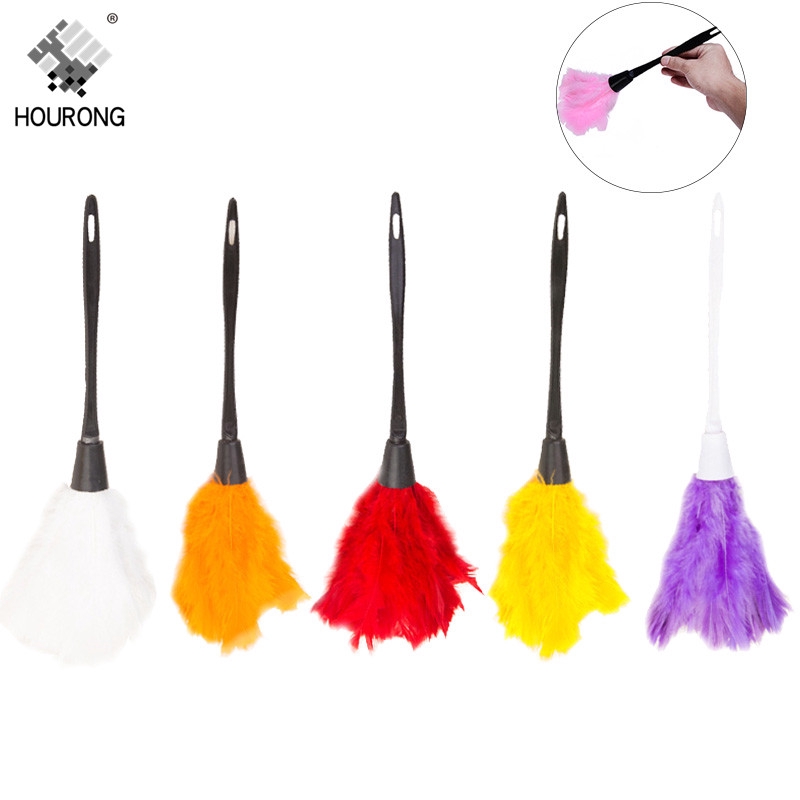 Soft Turkey Feather Duster Anti Static Dust Brush Dusters Car Fan ...