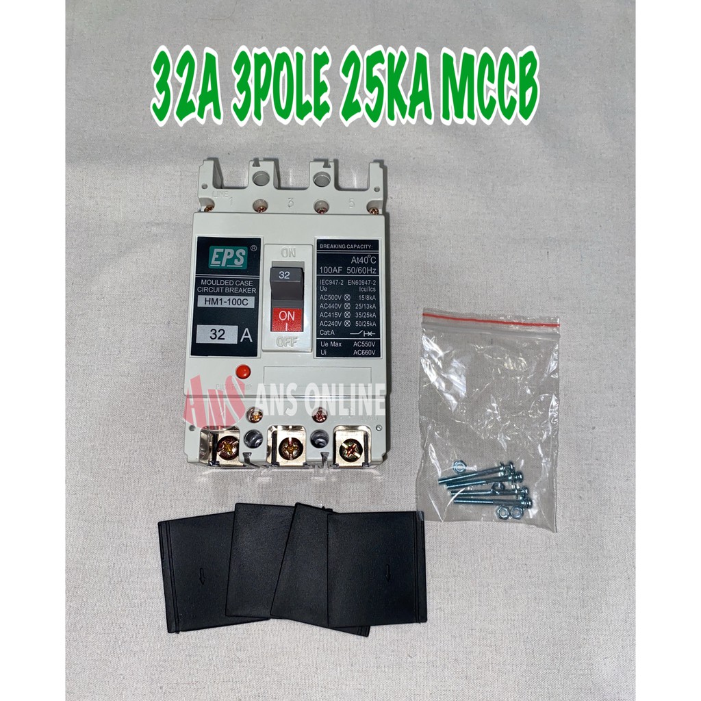 EPS 3 POLE 25KA MCCB 32A / 40A / 63A / 100A | Shopee Malaysia
