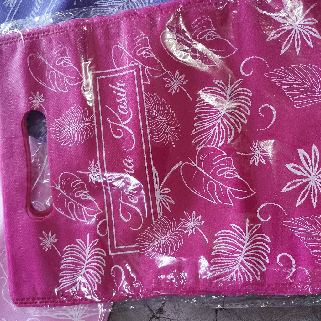 100pcs Beg Kain Beg Goodies Non-Woven Bag Corak Daun Monstera Beg ...