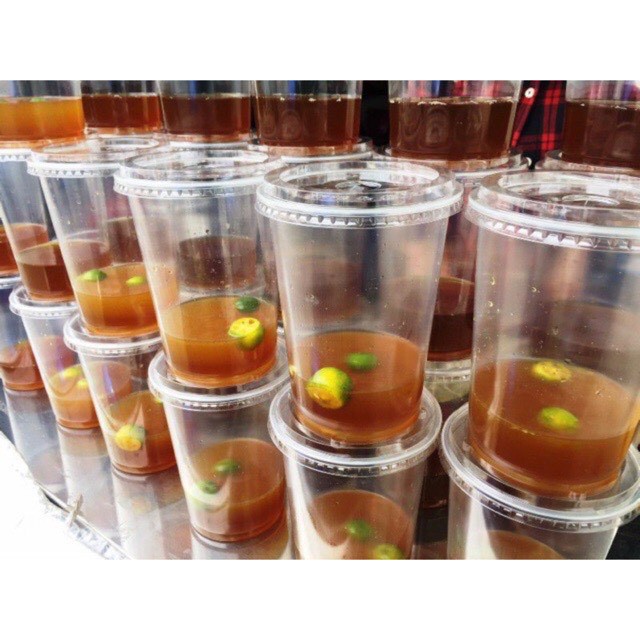 50 1 liter plastic cups for lemon tea and kumquat tea (with lid ...