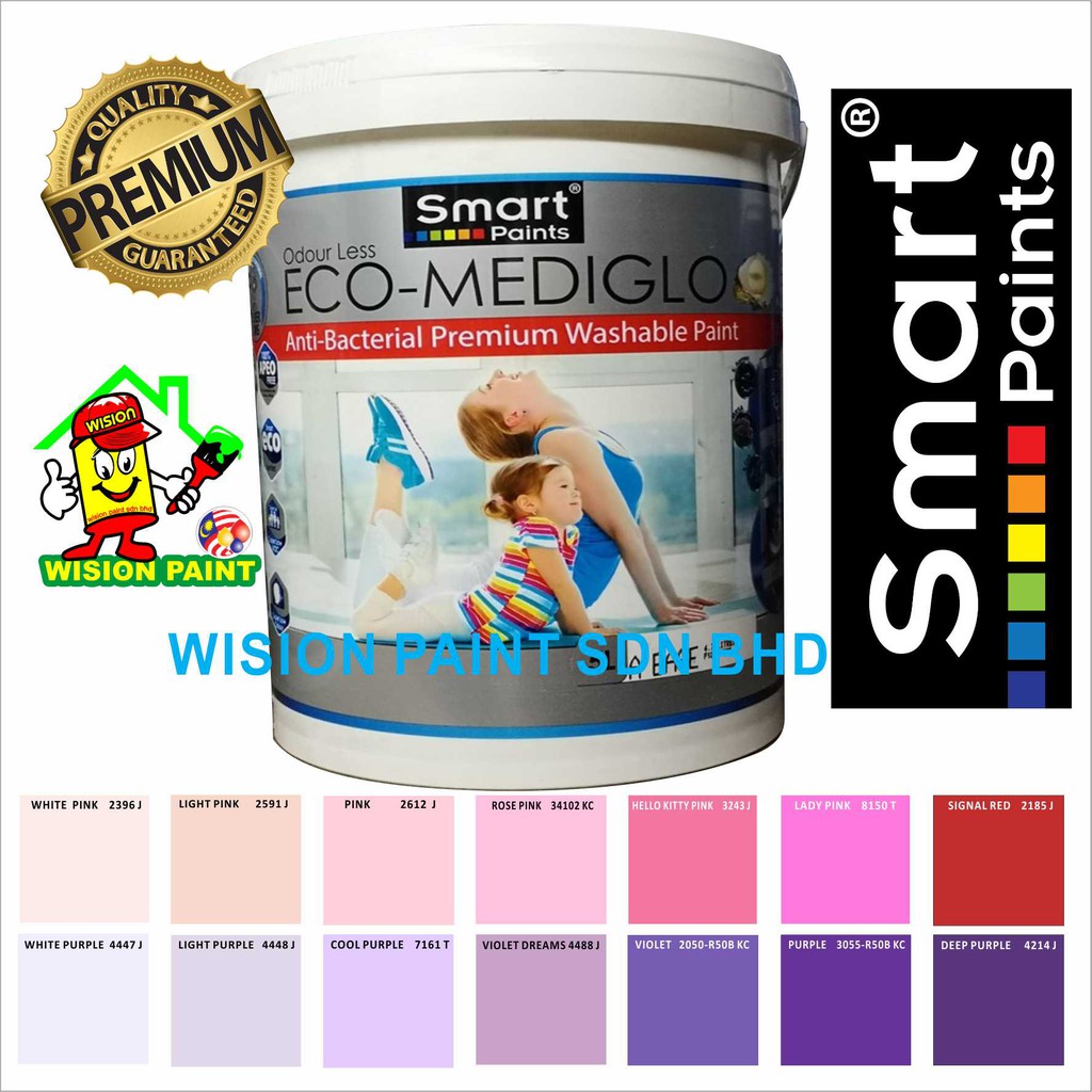 Smart Eco-MediGlo ( 5L ) Anti Bacterial Premium Washable Paint Tested ...
