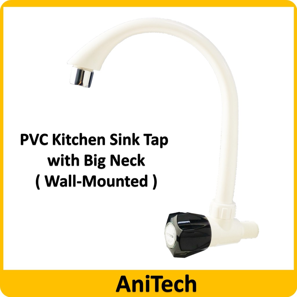 ANITECH PVC 1/2" Wall-Mounted Kitchen White sink tap Plastic basin ...