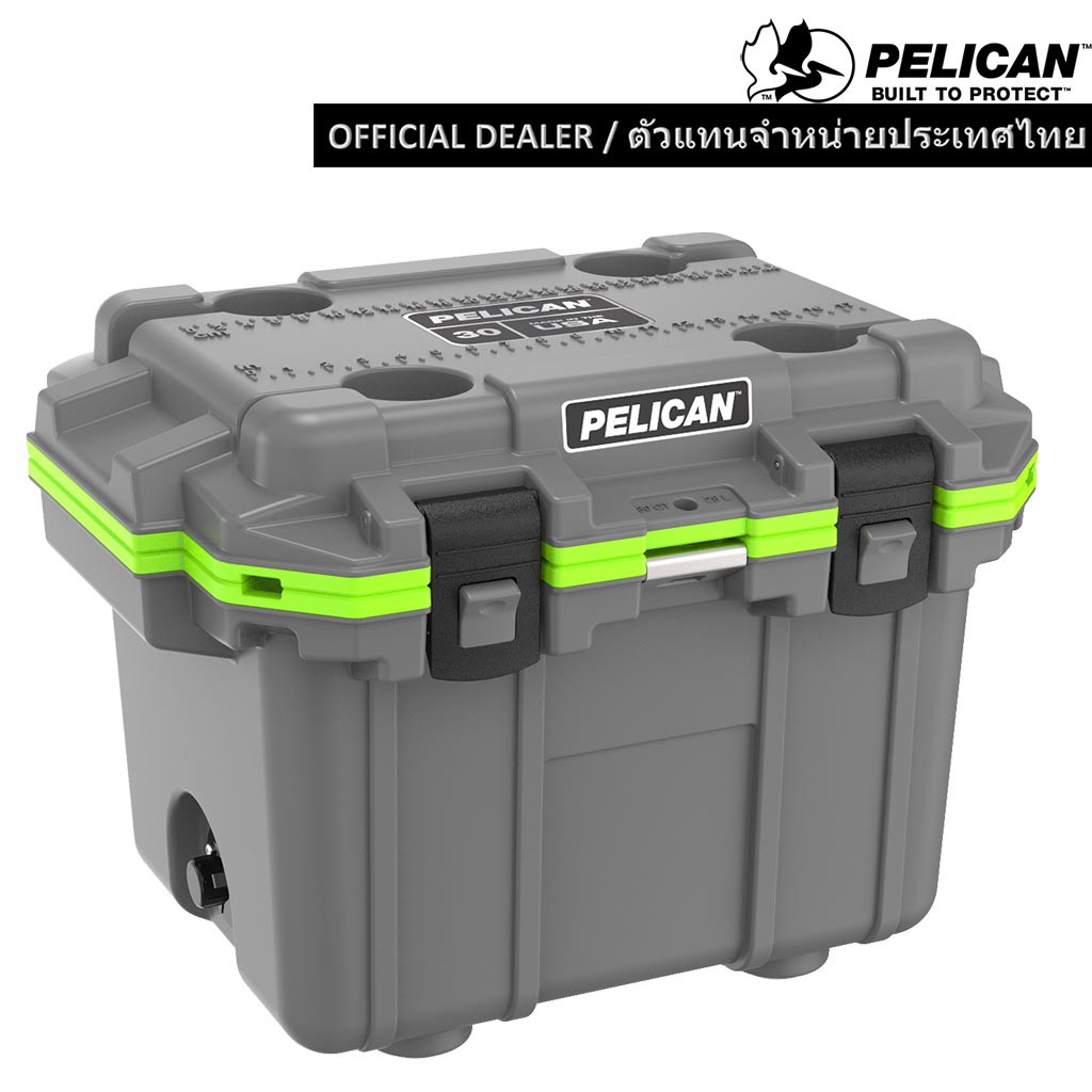 Pelican 30QT Elite Cooler-Grey/Lime Keeps Cold Up To 7 Days/Powerful ...