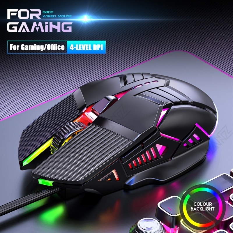 USB Wired Gaming Mouse 6 Buttons 3200DPI Optical Mice Silent Gaming Mice LED Backlit Ergonomics ...