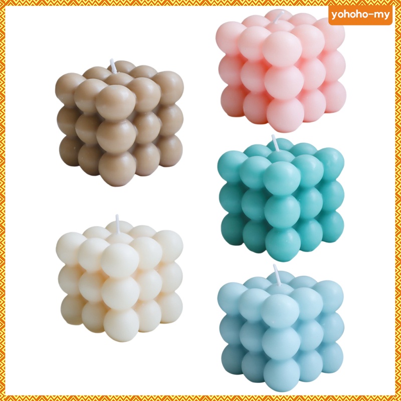 [ Geometry Bubble Cube Candle Soy Small Scented Birthday Gift Bedroom Office Decorative Photo ...