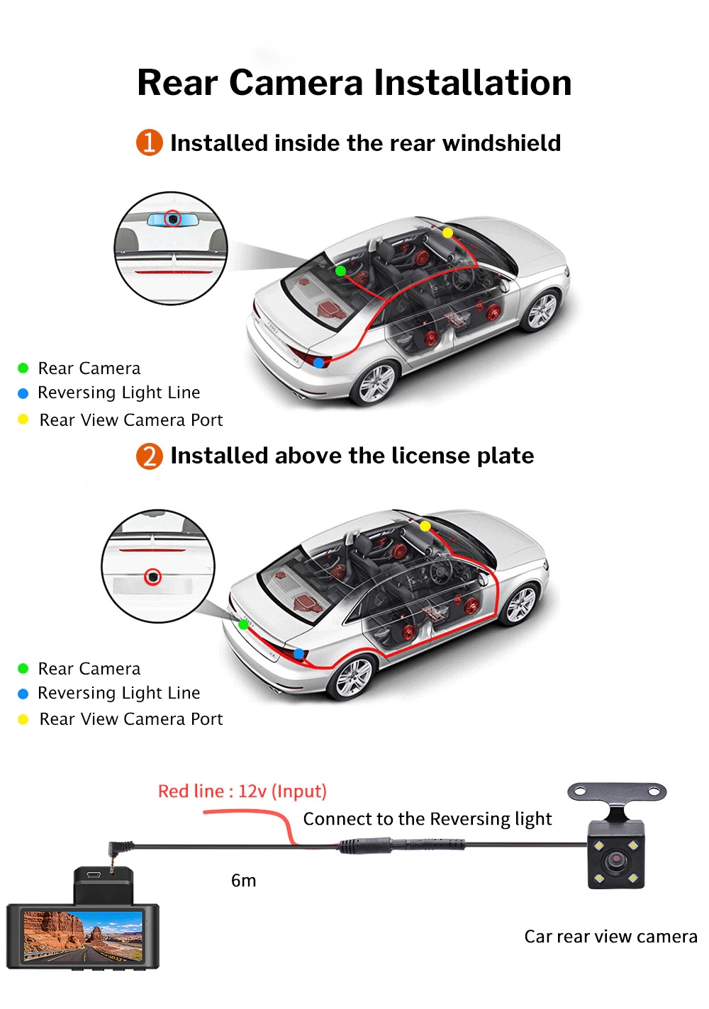 GOQ T711 Wifi Car Camera Recorder (Front and Back) Dual Lens Dashcam Video Cam Night Vision ...