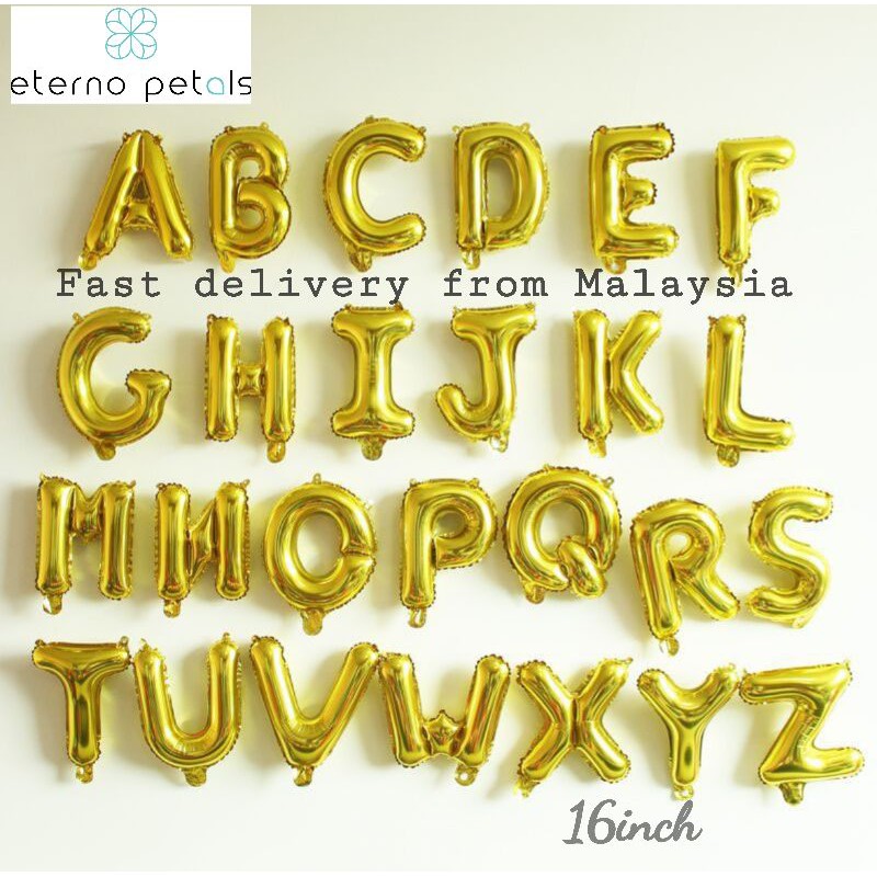 🇲🇾Fast Delivery 💥GOLD 16 Inch Foil Alphabet Balloon (N-Z), Belon Huruf ...