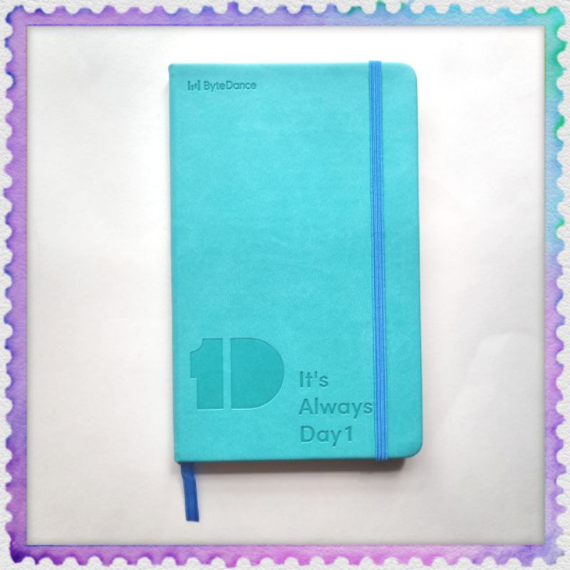 ByteDance 1D turquoise green hard cover plain note book with strap ...