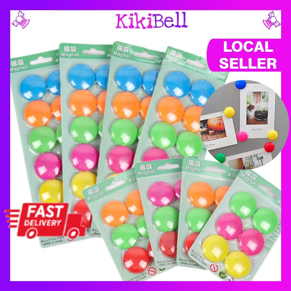 6/12 Pcs Colorful Magnetic Colourful Round Circle Fridge Refrigerator ...