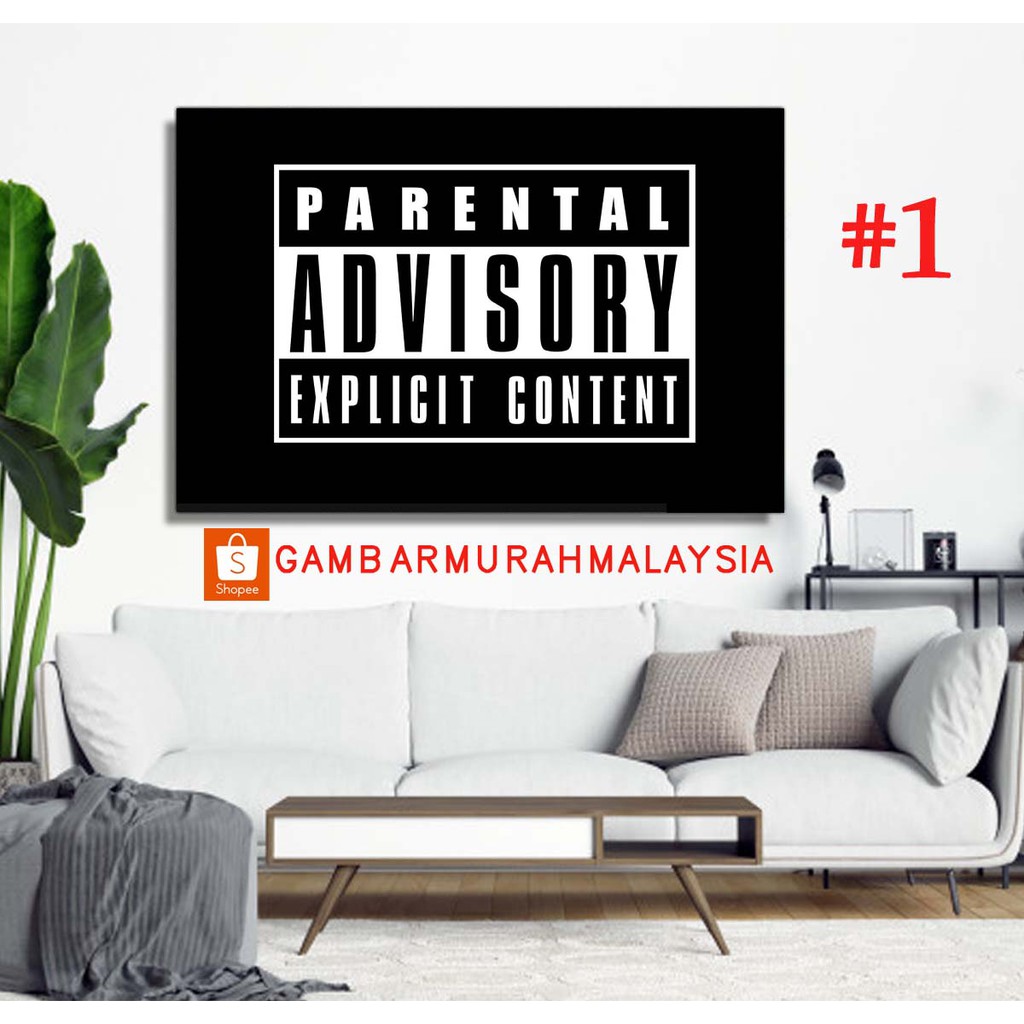 🔥FRAME INCLUDED🔥 parental advisory explicit content canvas frame poster ...