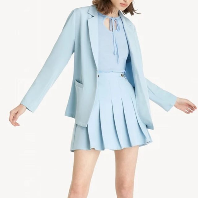 Pomelo Fashion Blazer and Pleated Skirt Set (Light Blue) | Shopee Malaysia