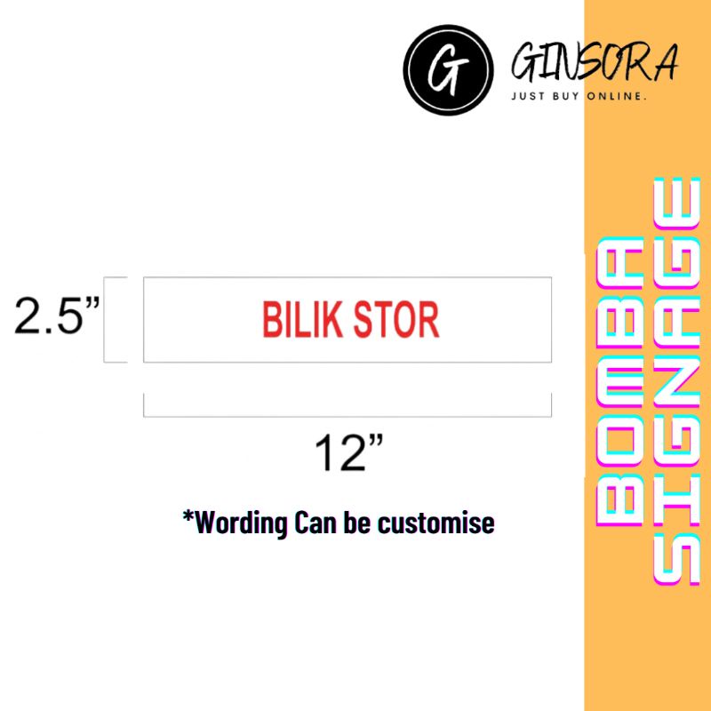Bomba Signage Wording Customise 12inc (L) x 2.5inc(H) | Shopee Malaysia
