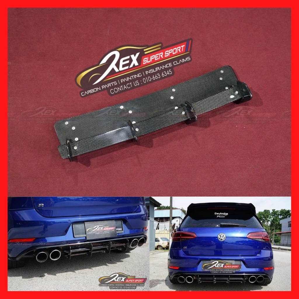 VW Volkswagen Golf Mk7.5 R Maxton Rear Diffuser Forged Carbon Fiber Lip ...