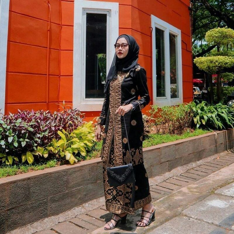 HITAM Palembang Songket batik set-Black Songket-modern Invitation Dress ...