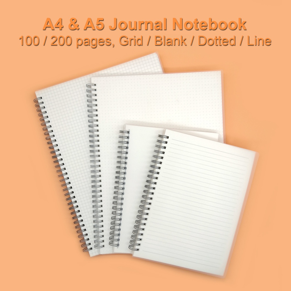 100 200pages Matt PP Notebook A4 A5 Spiral Wire O Planner Journal ...