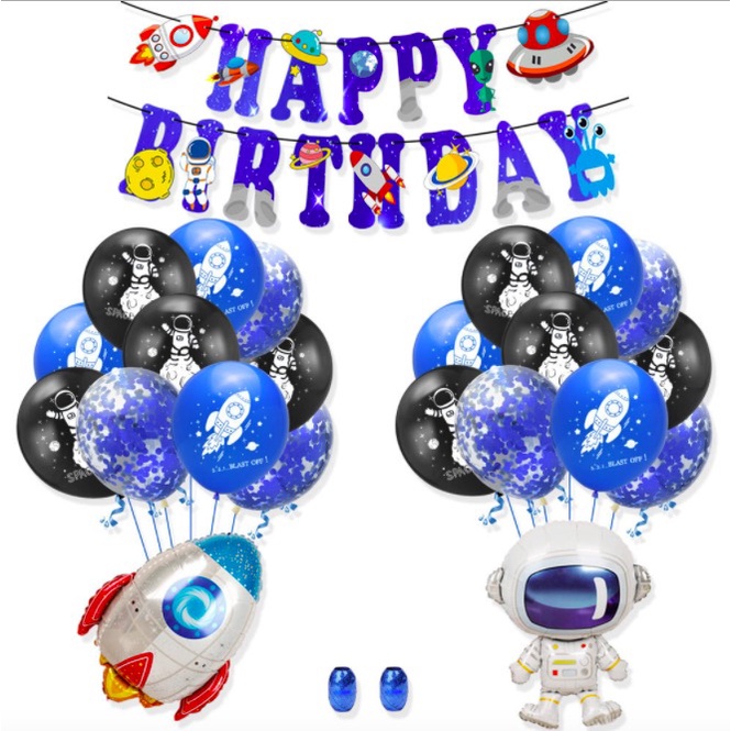 Astronauts Rocket Astro theme Boys Birthday Decoration Foil Balloon ...