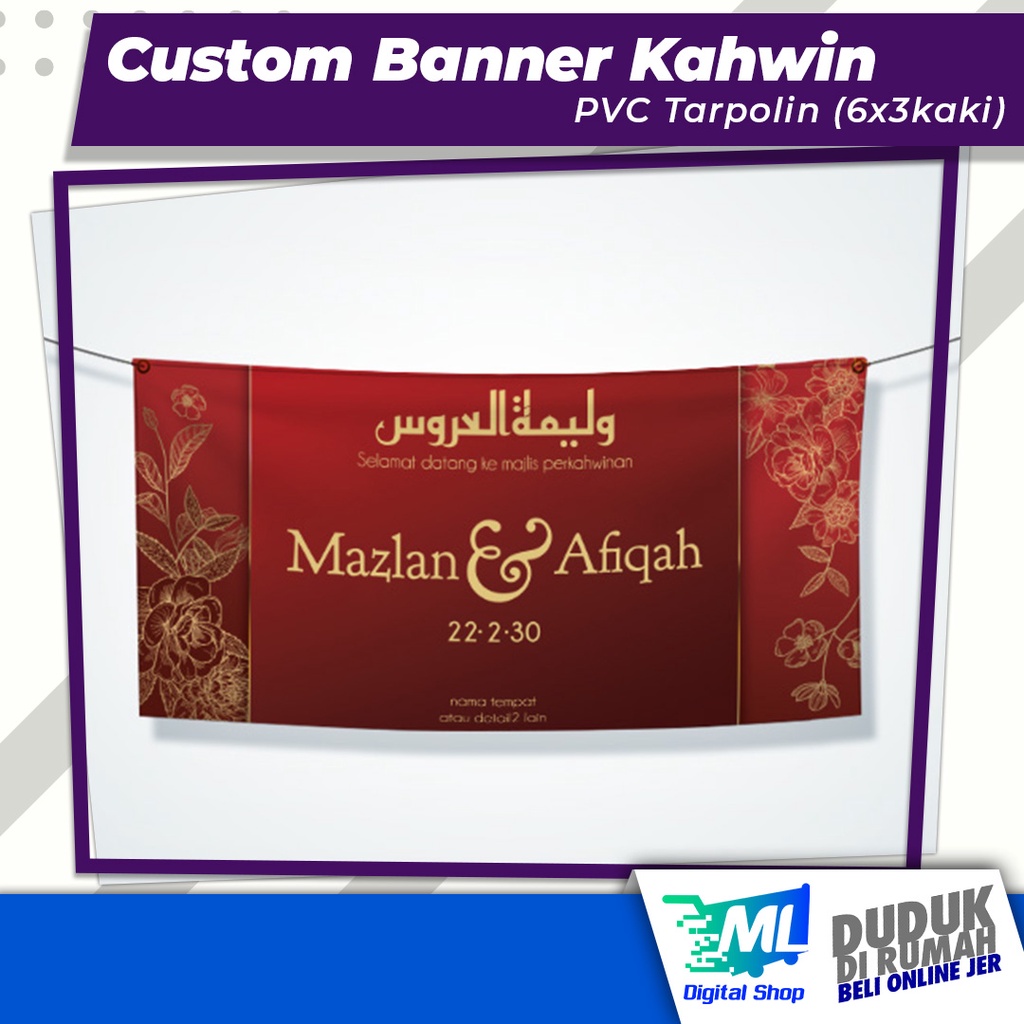 Custom Banner Kahwin With Design(6x3 kaki) | Shopee Malaysia