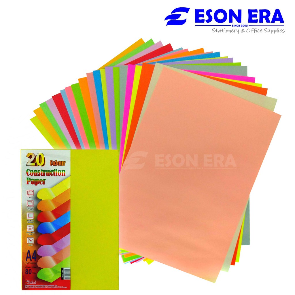 Standard A4 Colour Papers 80gsm 100sheets (20 Colours)-FTC8100 | Shopee ...