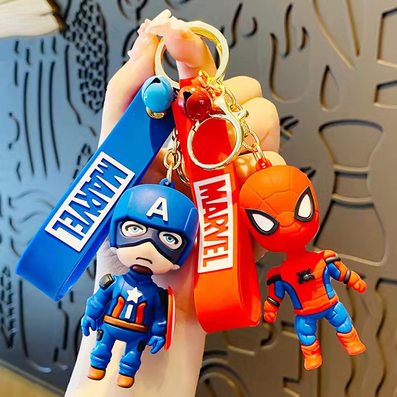 Cartoon superhero doll keychain men's and women's schoolbag pendant car ...