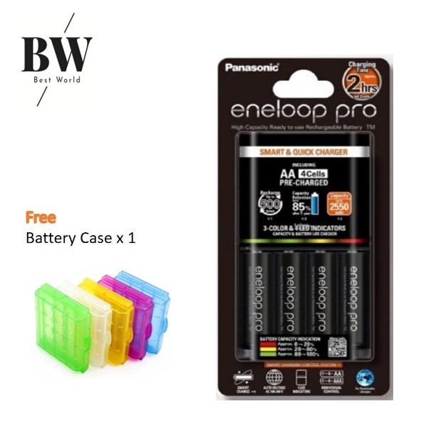 Panasonic Eneloop Pro Charger With AA 4cells 2550mAh Battery | Shopee ...