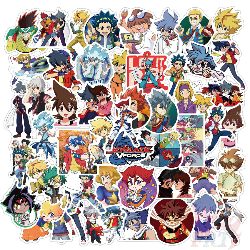 50Pcs/Set Beyblade Series 02 Stickers Anime Kinomiya Takao Hiwatari Kai ...