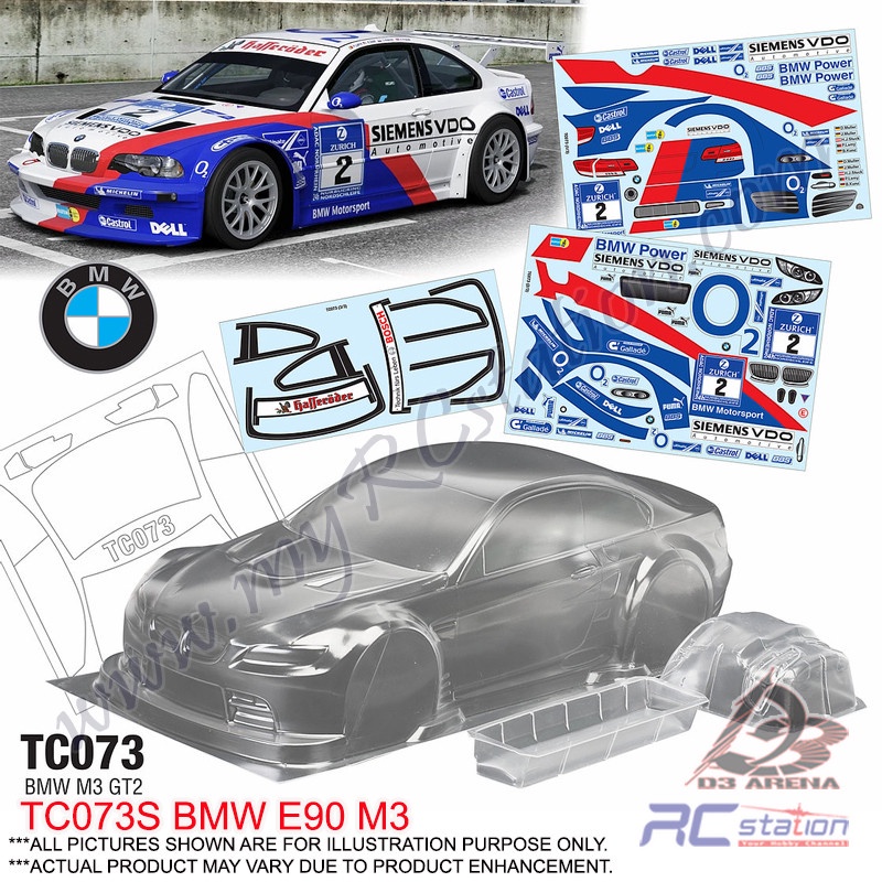 Team C Body Shell 1/10 Clear Body TC073 BMW E90 M3 GT2 (Width 190mm ...