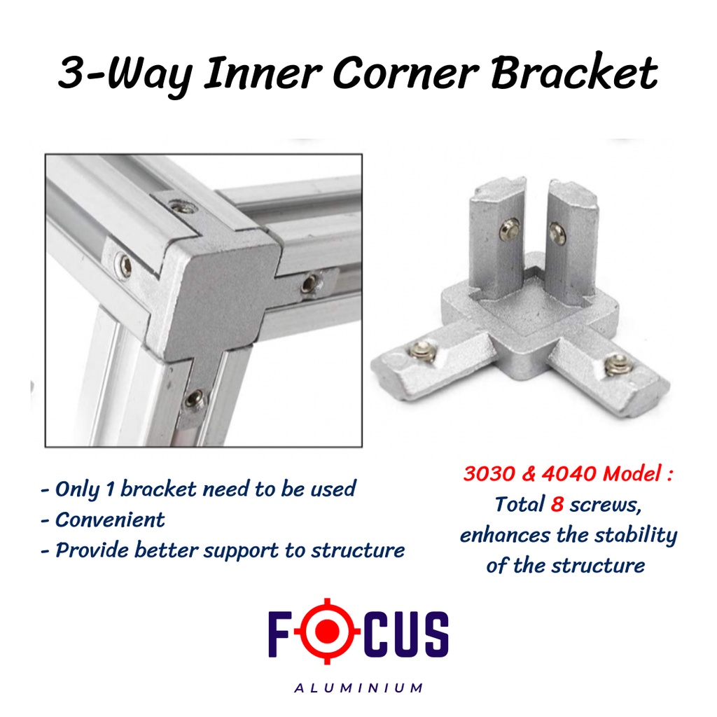 3-Way Inner L Bracket / Interior Corner Bracket For Aluminium Profile ...