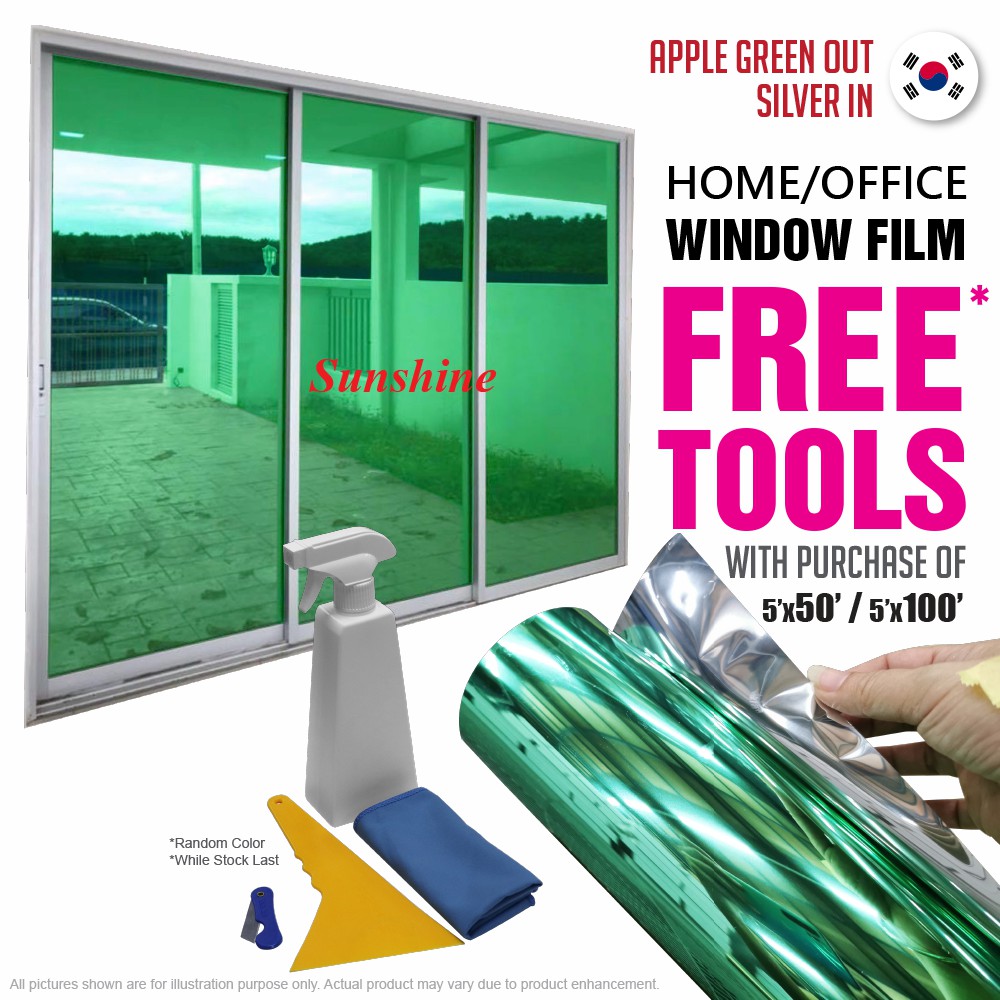 Tinted Rumah Apple Green Silver Tinted Film / Reflective Film / Tinted ...