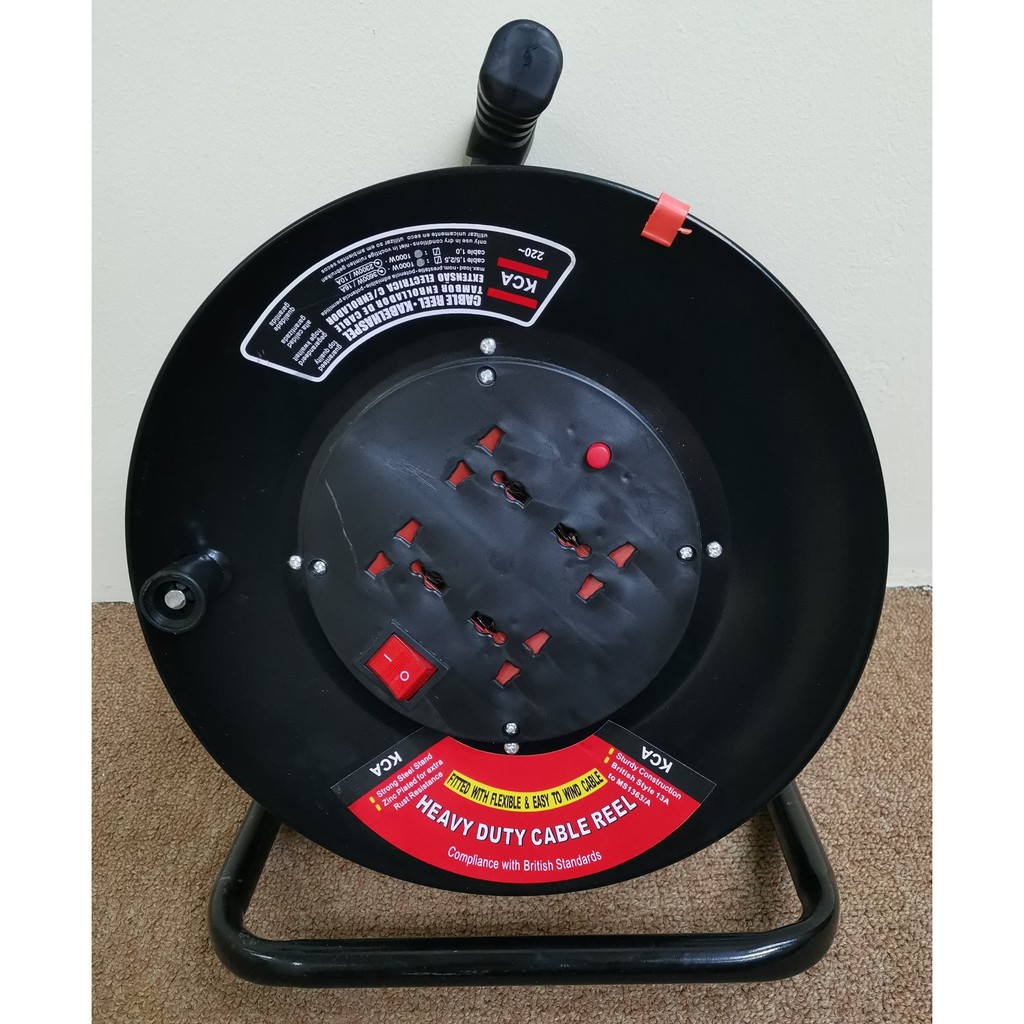 READY STOCK Cable Roller Reel Heavy Duty 4 multi socket with on/off ...