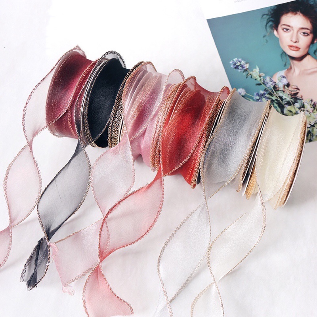 READY STOCK EzWrap.my Premium 4CM x 10 Fish Tail Ribbon with Gold Line ...